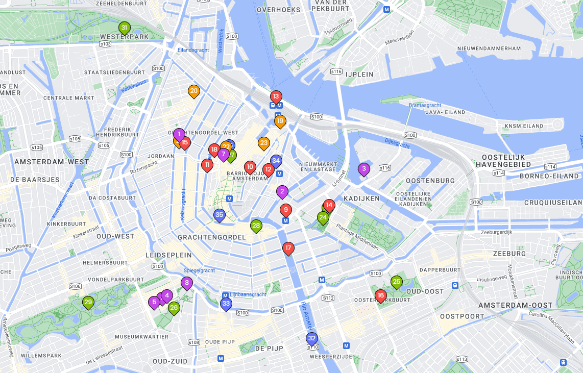 Mapa interactivo de Amesterdão